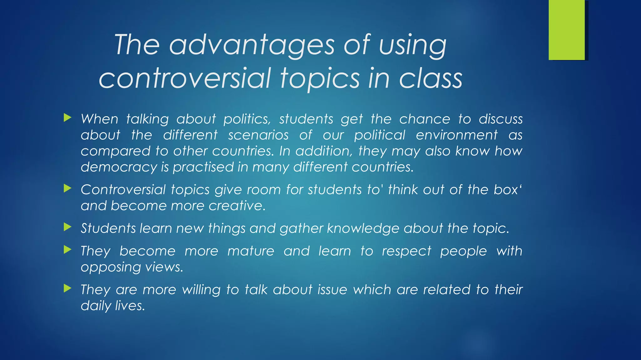 Controversial topics - British Council Malaysia - PDP 4 ELT - Selangor ...