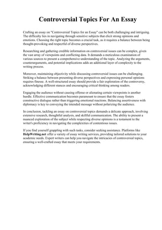 Controversial Topics For An Essay.pdf