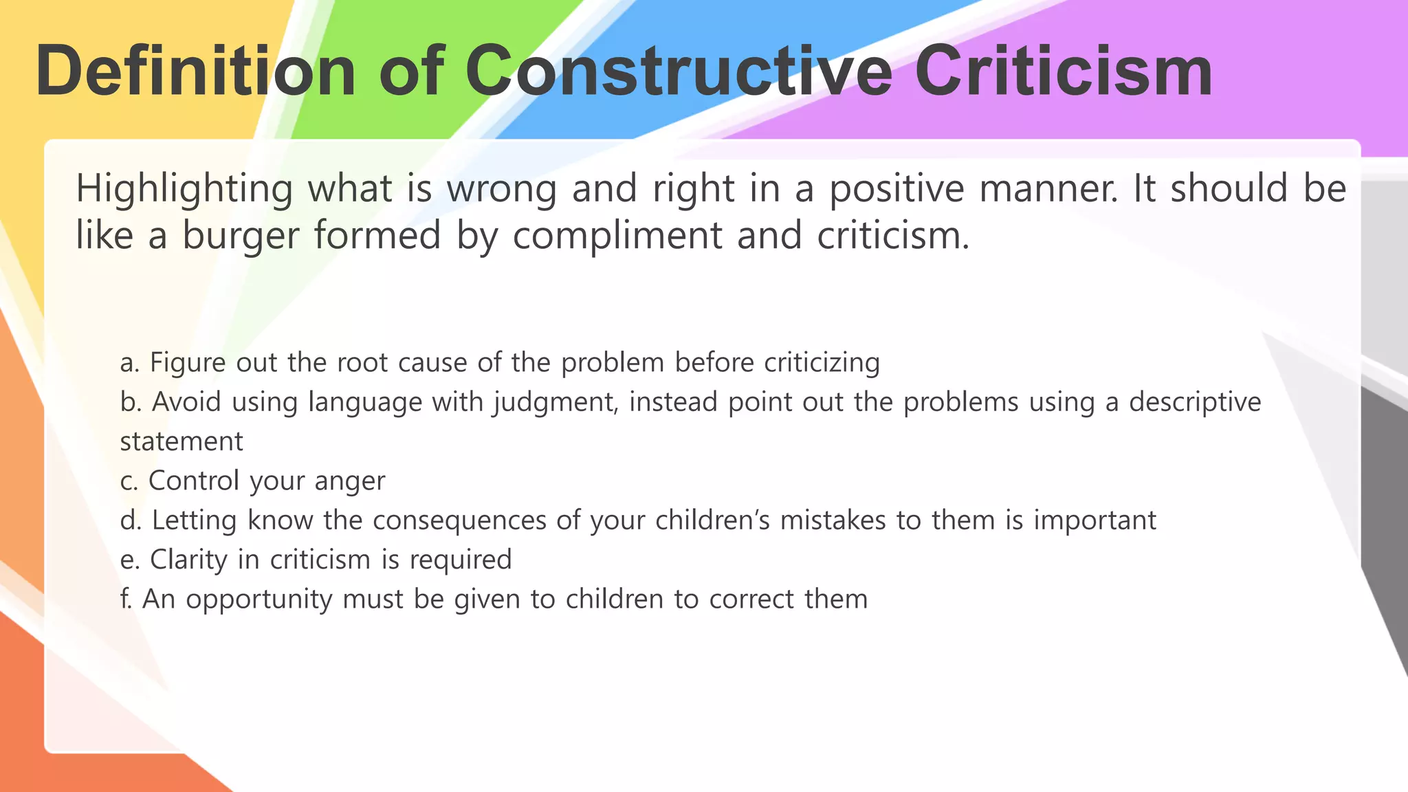 Contructive criticism to educate kids | PPT | Free Download