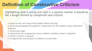 Contructive criticism to educate kids | PDF