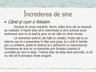 Conturarea atitudinii - Increderea in sine | PDF