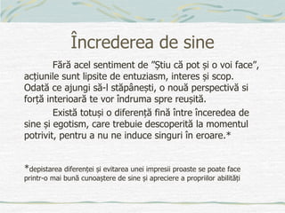Conturarea atitudinii - Increderea in sine | PDF