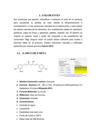 Colorantes alimantarios | DOCX