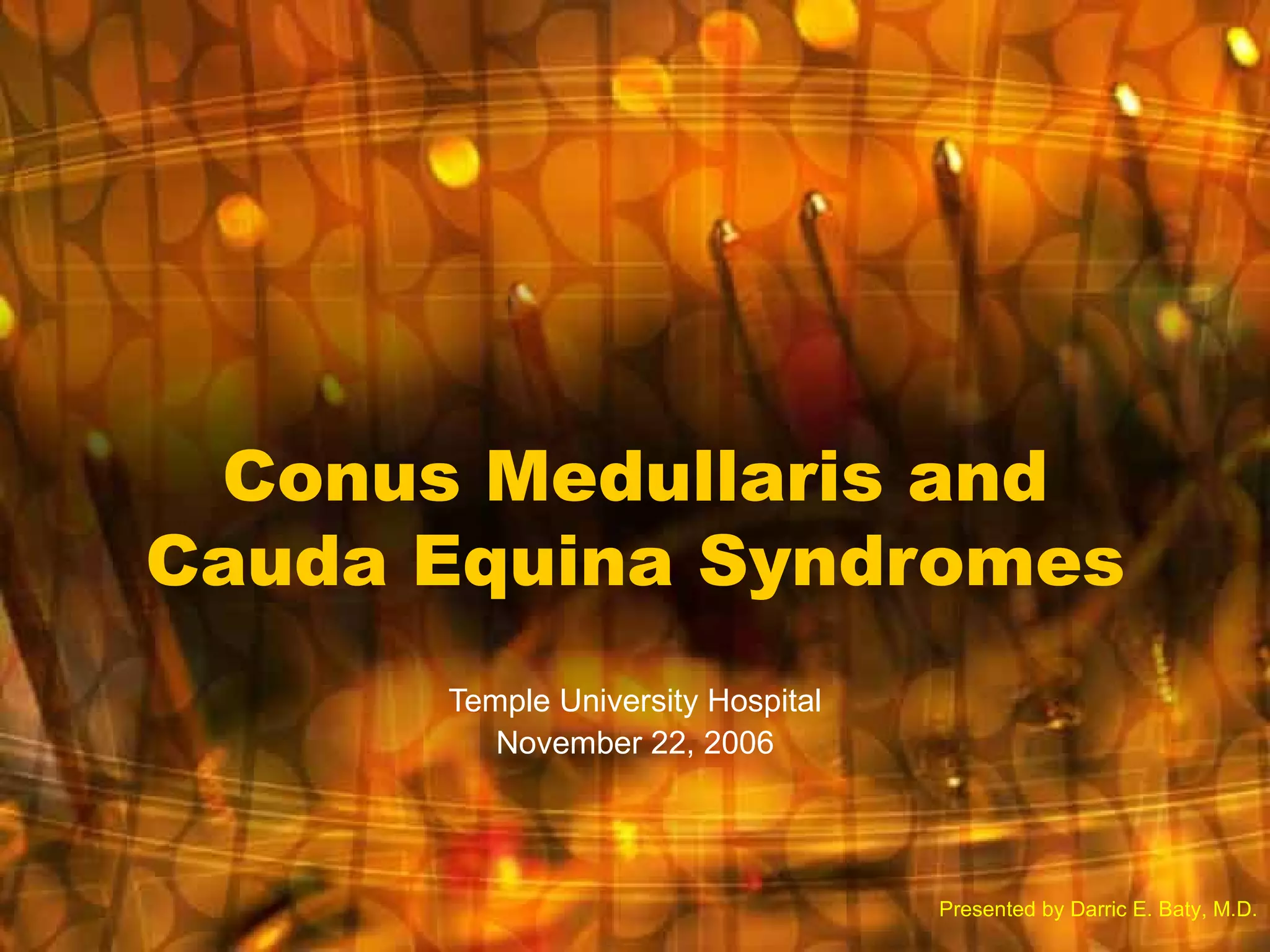 Conus medullaris and cauda equina syndromes | PPT