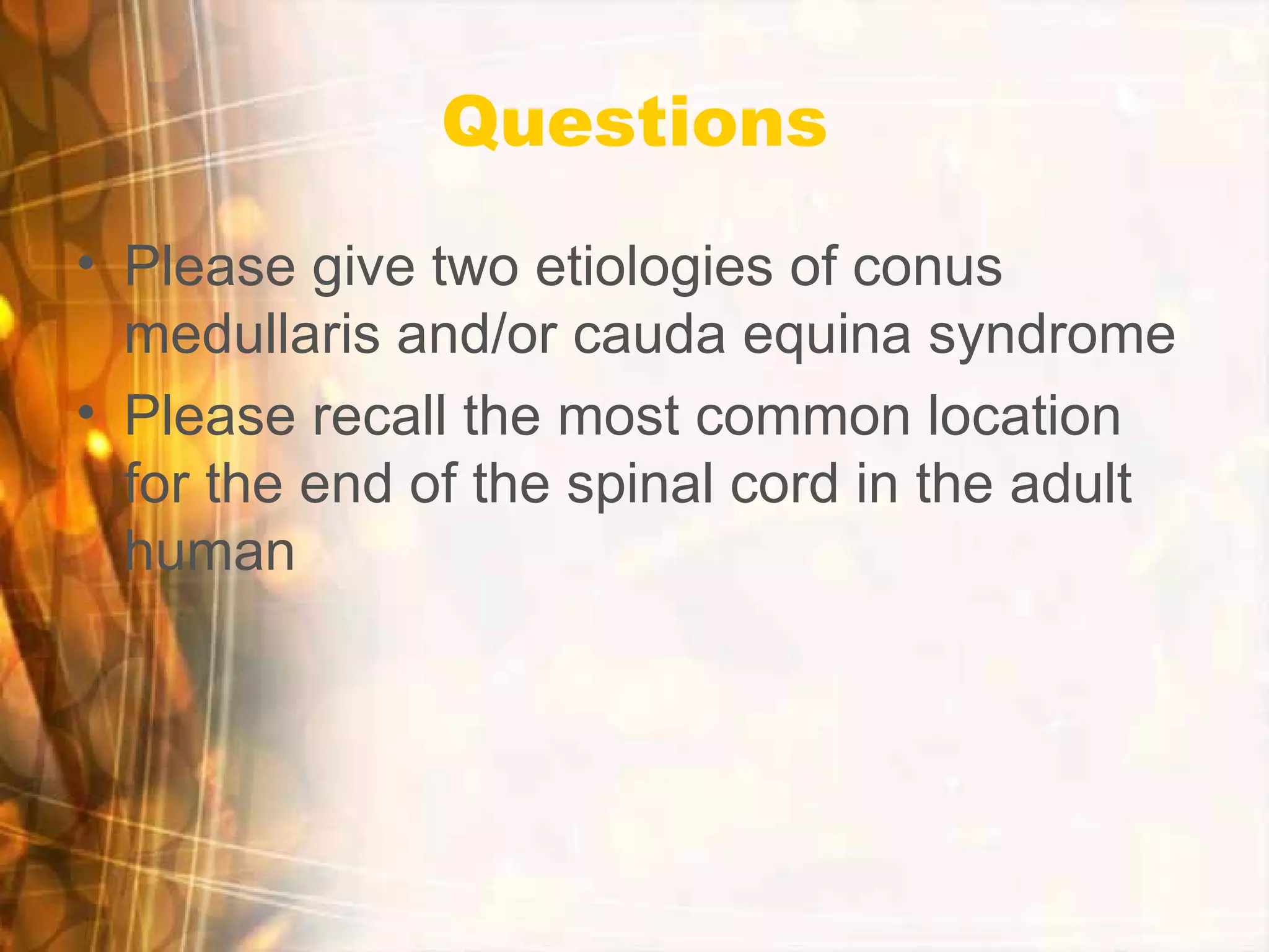 Conus medullaris and cauda equina syndromes | PPT