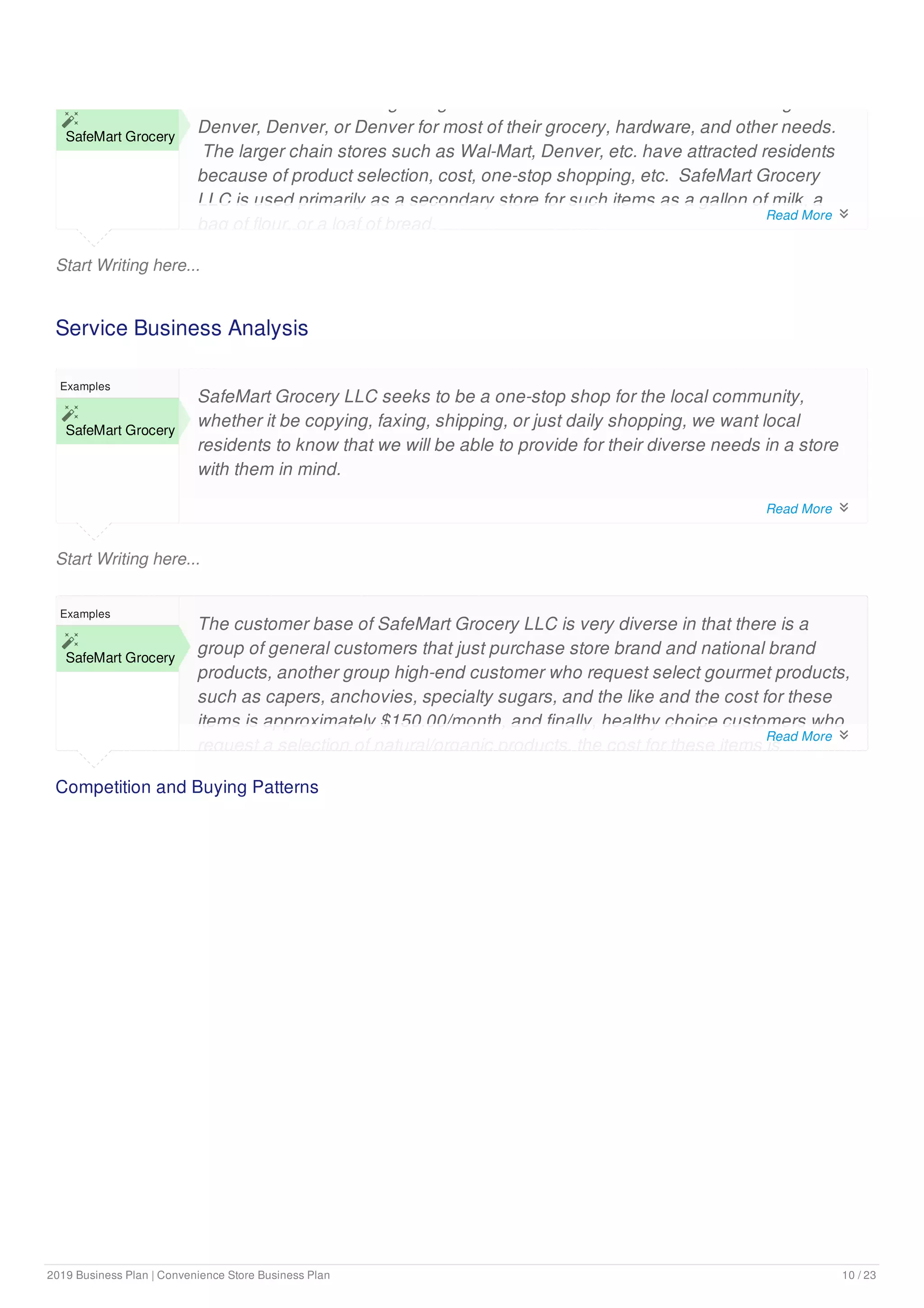 Convenience store business plan example | PDF
