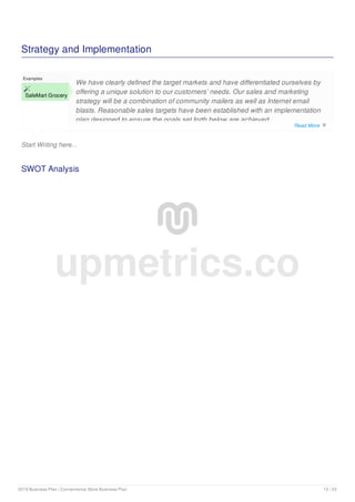 Convenience store business plan example | PDF
