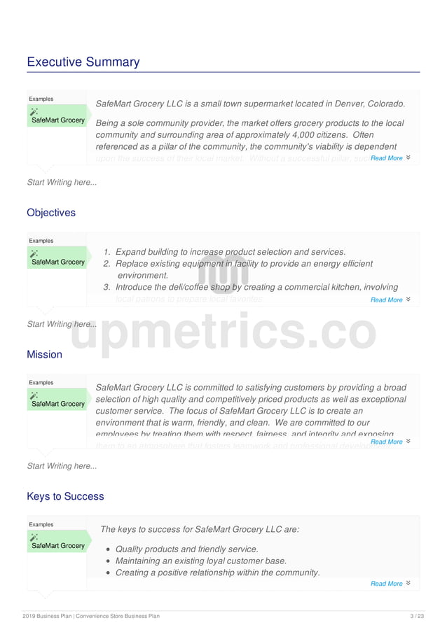 Convenience store business plan example | PDF