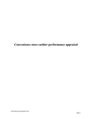 Convenience store cashier performance appraisal | DOC