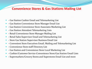 Convenience stores & gas stations mailing list | PPT