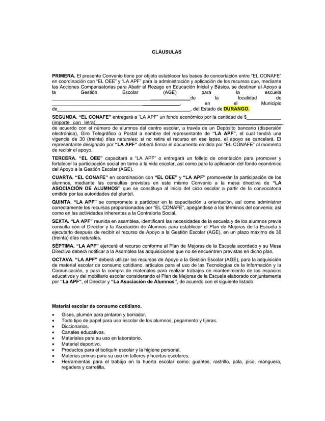 Convenio APF telesecundaria c.e. 11 12 | DOC