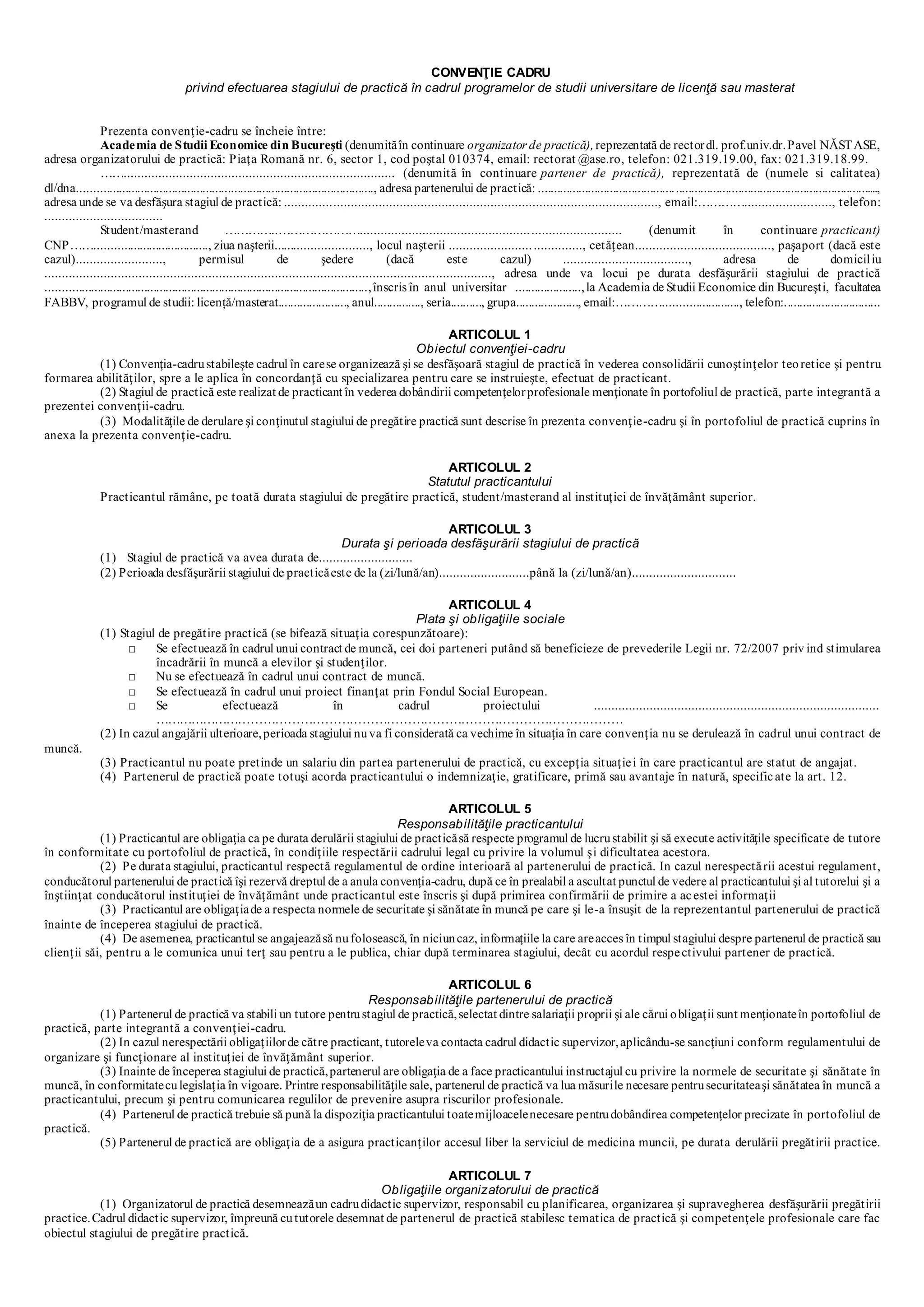 Conventia de practica | DOCX