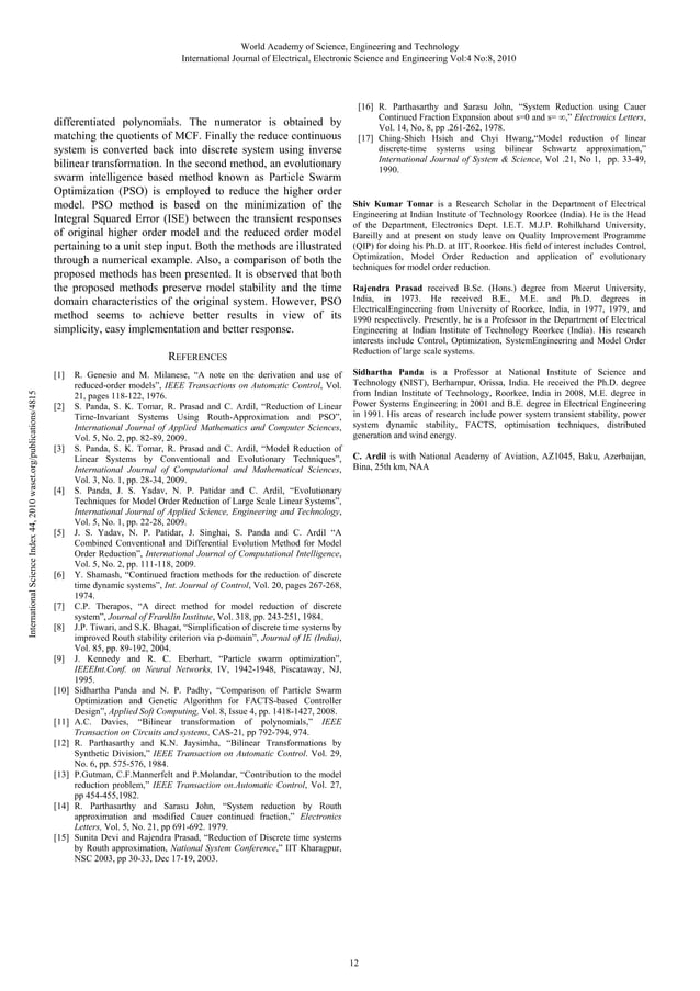 Conventional And Pso Based Approaches For Model Reduction Of Siso Discrete Systems Pdf