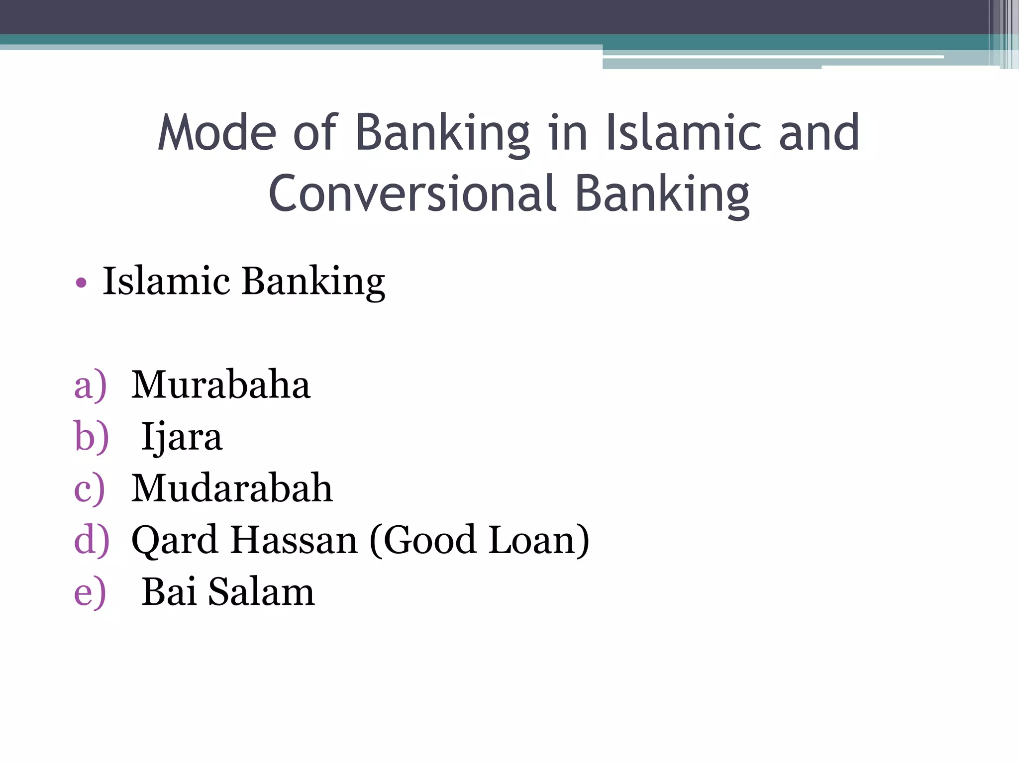 Conventional and islamic banking | PPTX