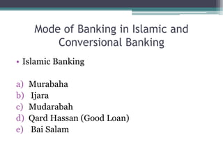 Conventional and islamic banking | PPTX