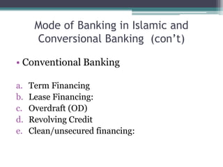 Conventional and islamic banking | PPTX