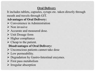 Conventional and novel drug delivery system. | PPTX
