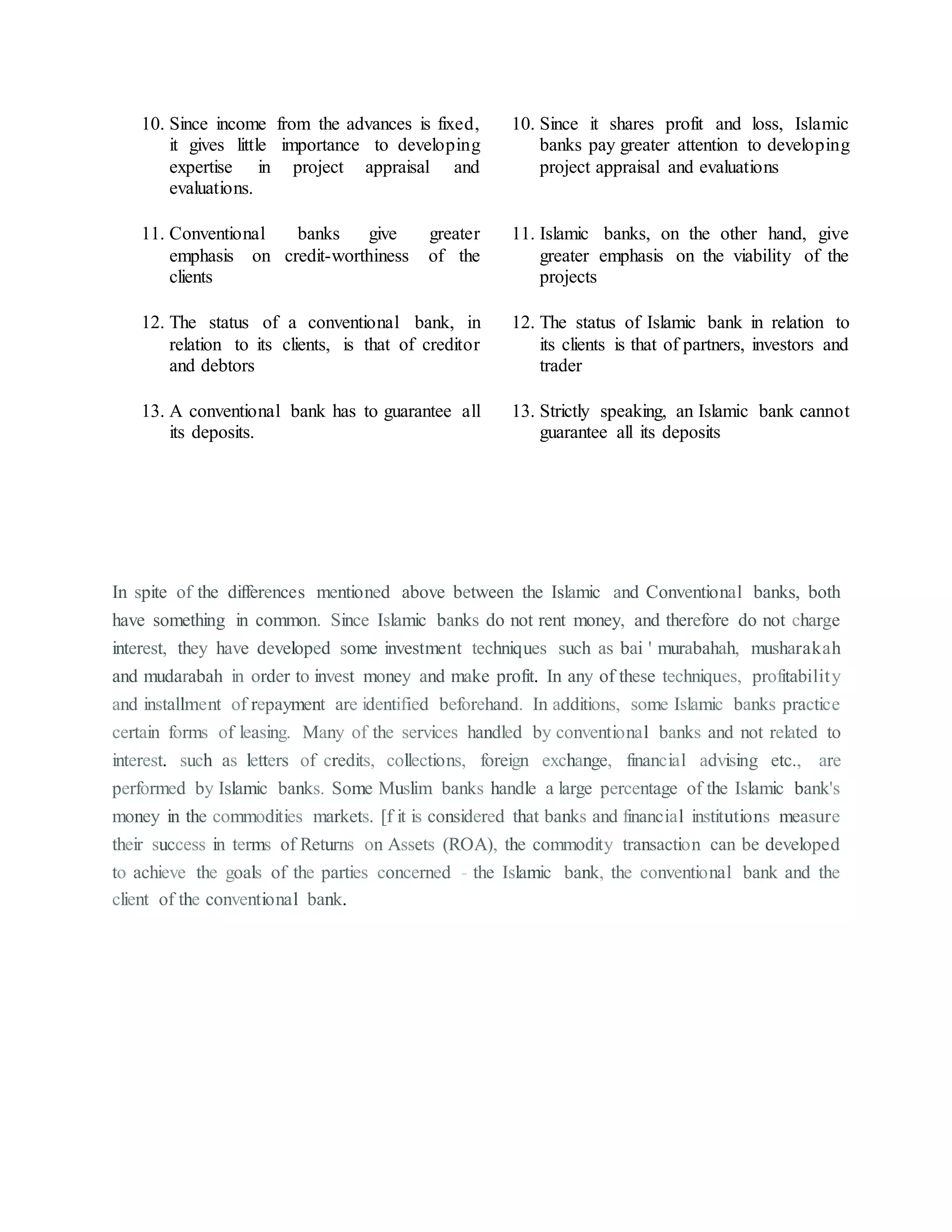 Conventional Banking Vs Islamic Banking Docx