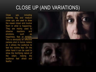 Conventional camera shots in horror movie trailers | PPT