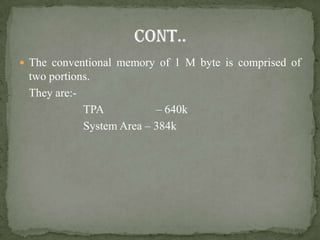 Conventional memory | PPTX | Operating Systems | Computer Software and ...