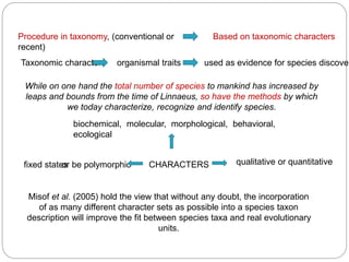 Conventional & newer aspects in taxonomy | PPTX