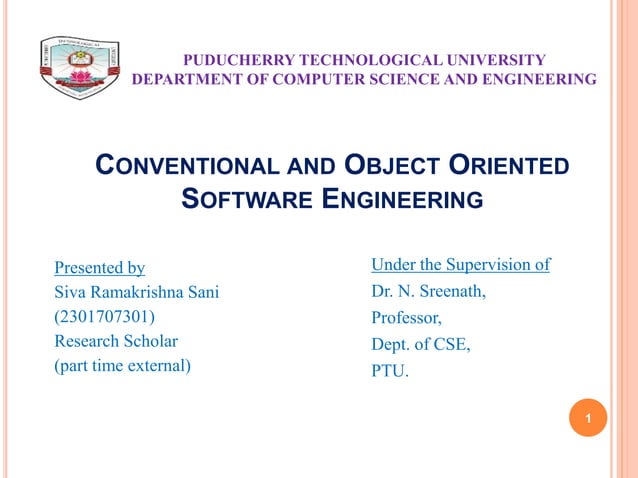 Conventional and Object Oriented Software Engineering | PPT