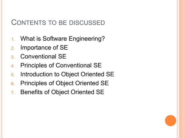 Conventional and Object Oriented Software Engineering | PPT