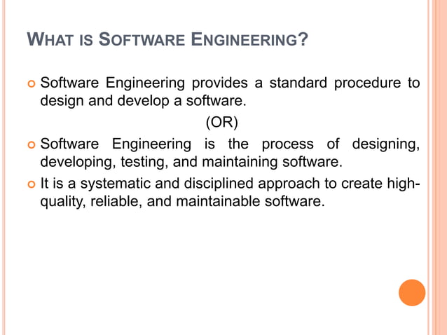 Conventional and Object Oriented Software Engineering | PPT