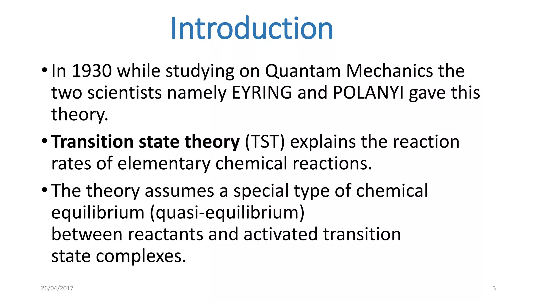 Conventional transition state theory | PPTX