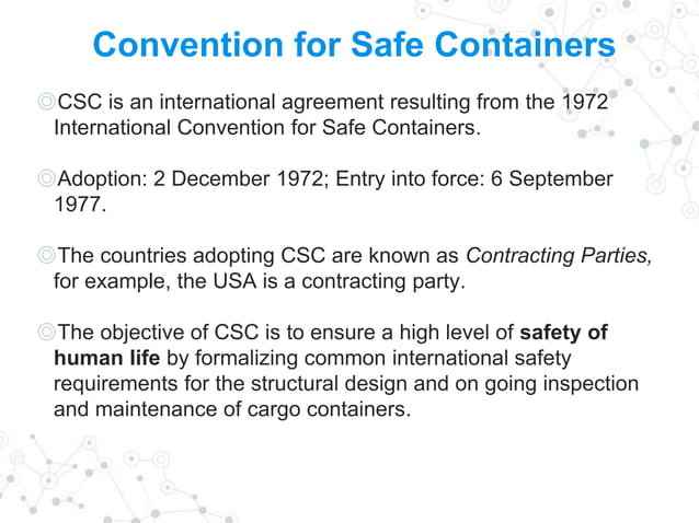 Convention for safe containers | PPTX | Law