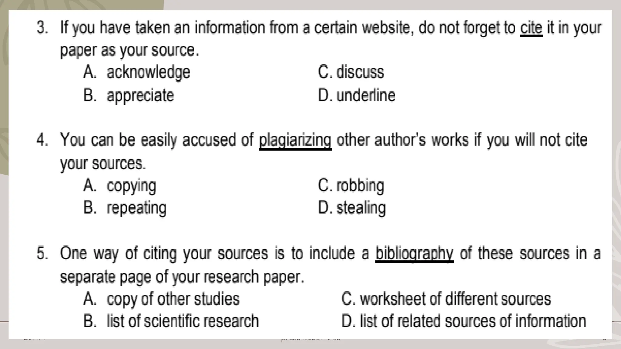 CONVENTION IN CITING SOURCES GRADE 8 LESSON | PDF