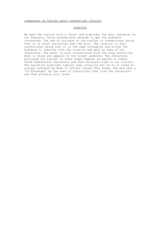 Conventions commentary Script | DOC | Drama | Genres