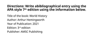 Conventions in Citing Sources Using the APA 7th Edition Format.pptx