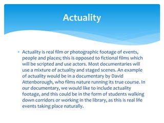 Conventions of a documentary | PPT