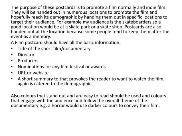 Conventions of a film festval post cards | PPT