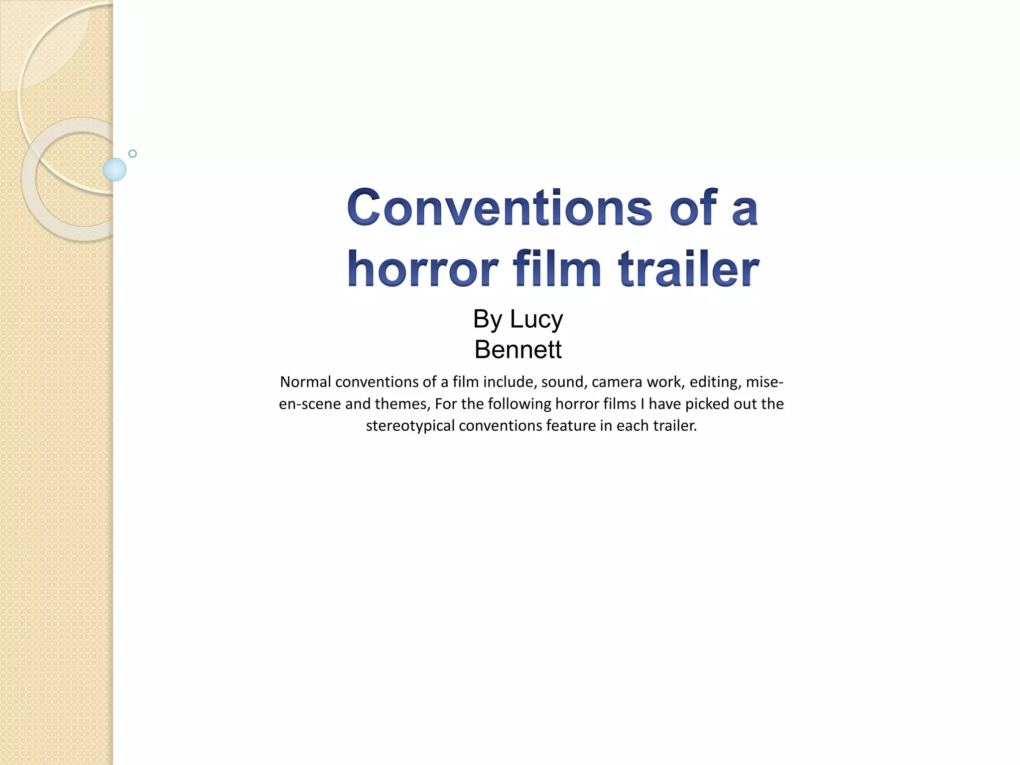 Conventions of a horror film | PPT