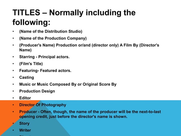 Conventions of an opening title sequence | PPT