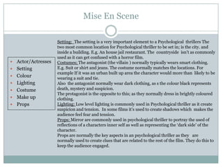Conventions of a psychological thriller | PPTX