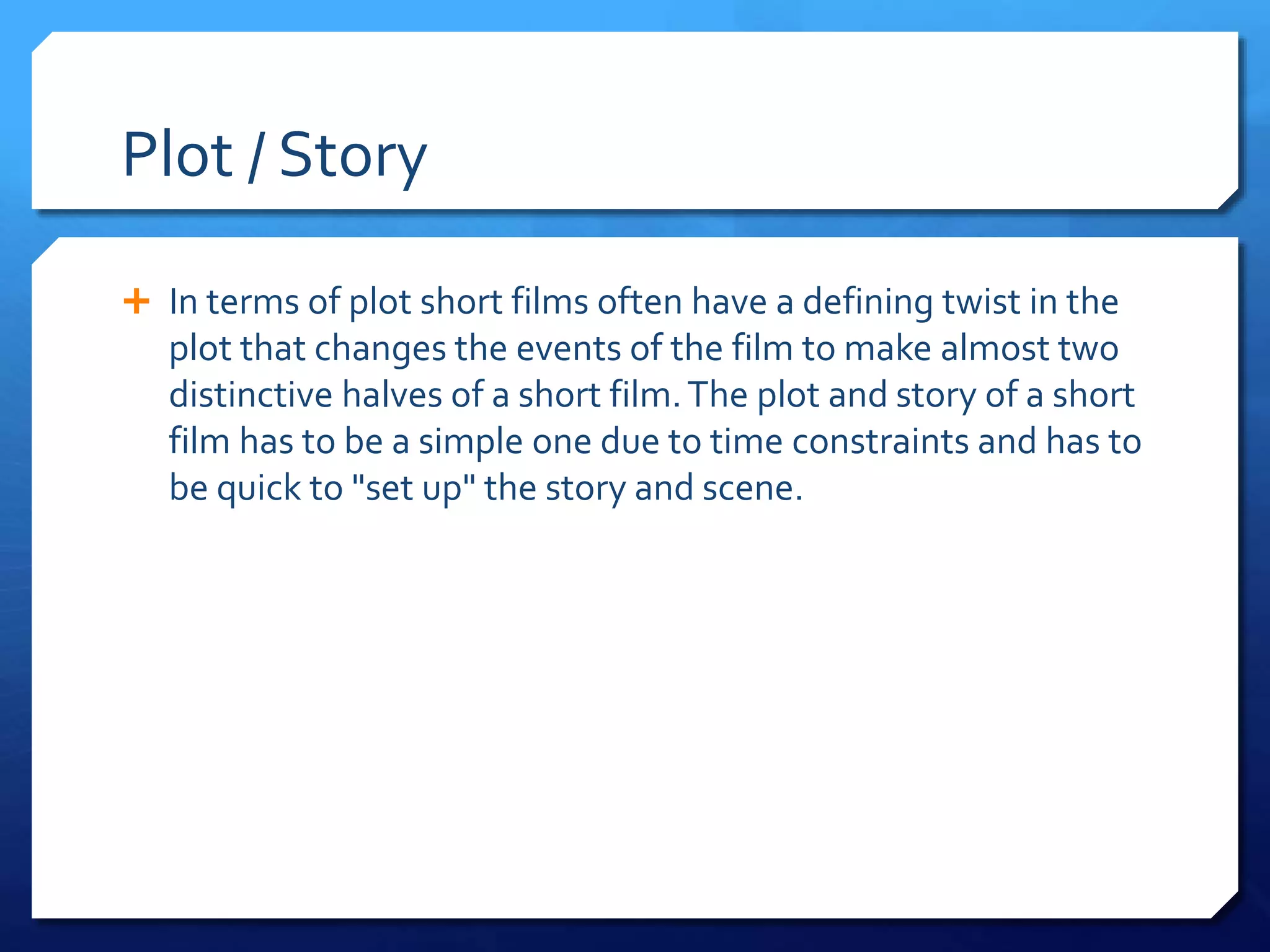 Conventions of a short film | PPT