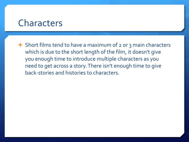 Conventions of a short film | PPT