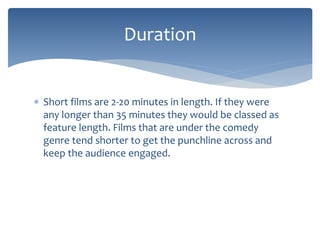 Conventions of a short film | PPTX