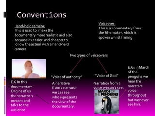 Conventions of documentaries | PPTX