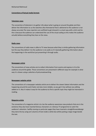 Conventions of factual media formats | PDF