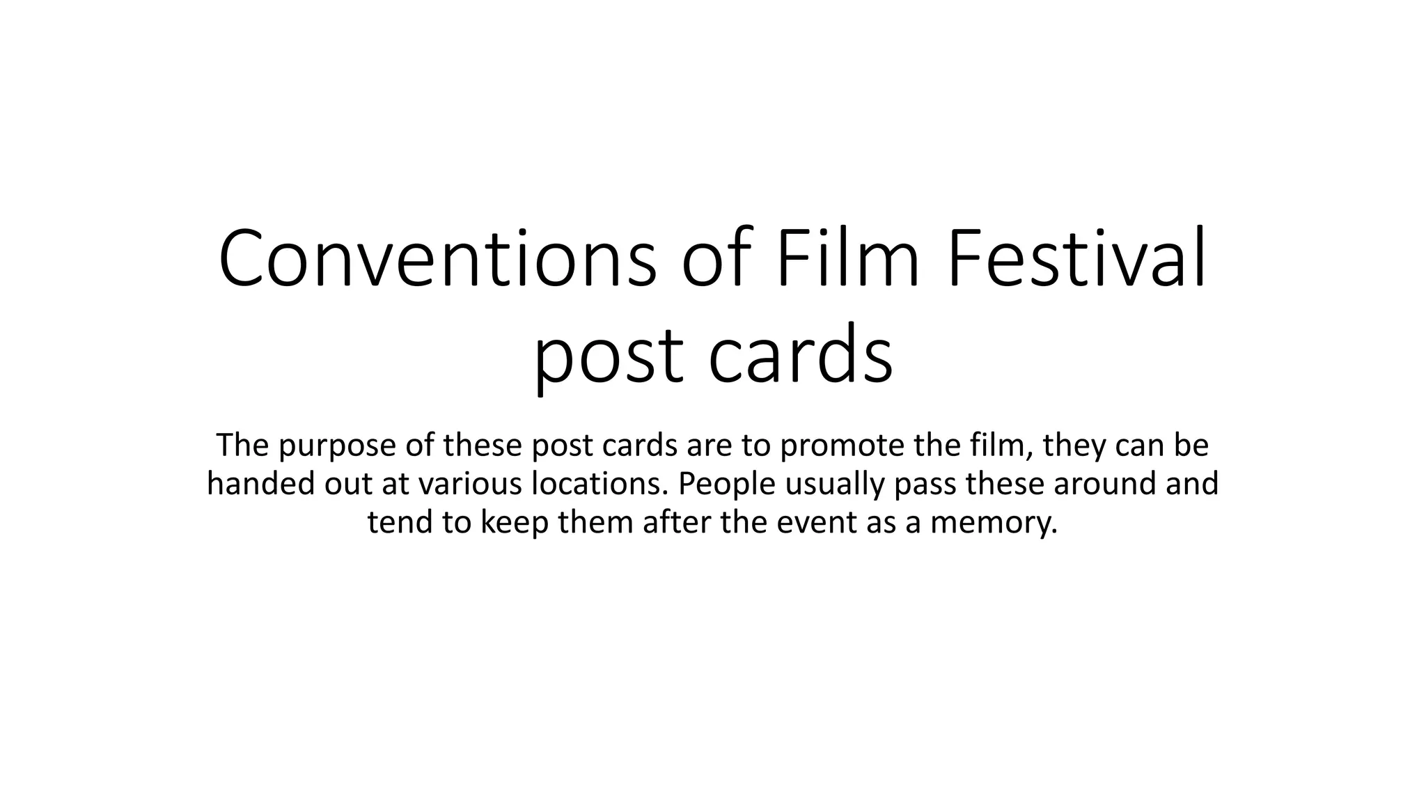 Conventions of film festival post cards | PPTX