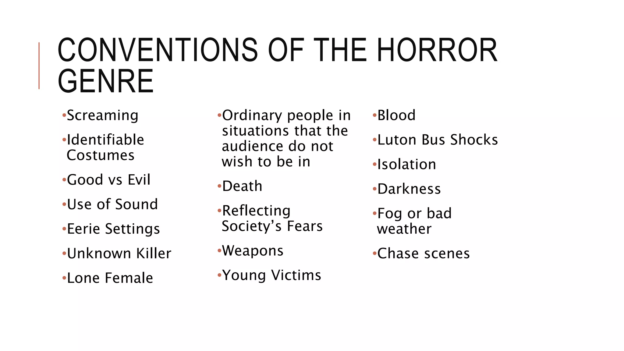 Conventions of horror | PPTX