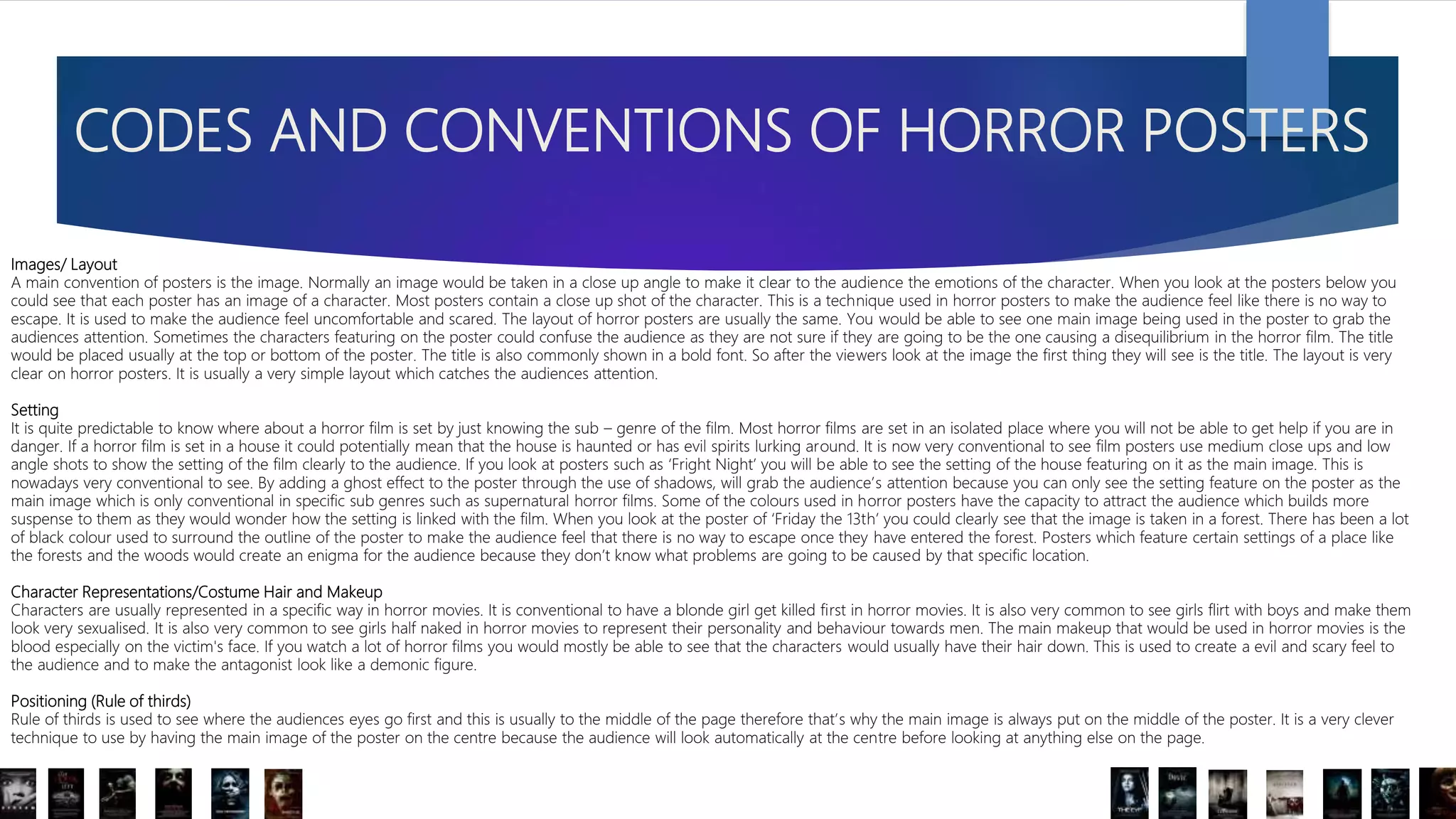 Codes and conventions of horror posters | PPTX