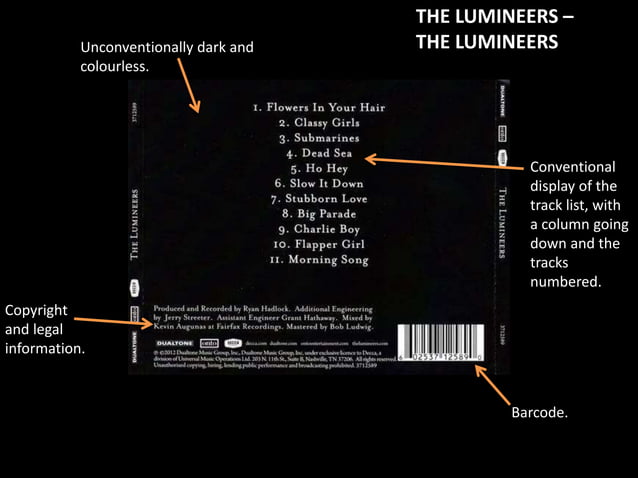 Analysis of Indie Folk Back of Album Covers | PPT