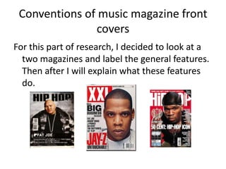 Conventions of music magazine front covers | PPT