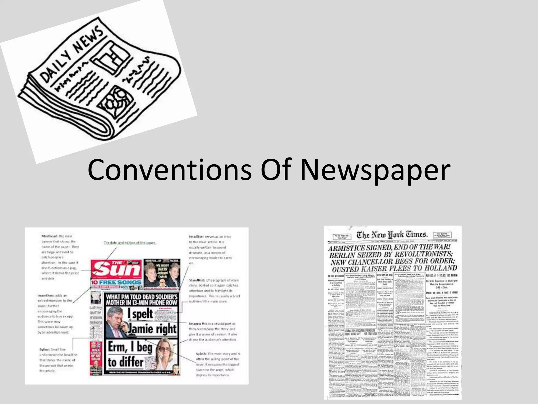 Conventions of newspaper | PPTX | Events