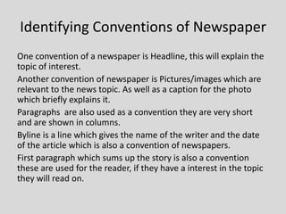 Conventions of newspaper | PPTX | Events